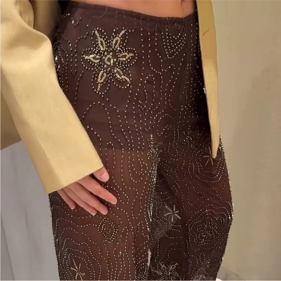 Zara | Pants & Jumpsuits | Zara Fw25 Beaded Sequin Pants | Poshmark